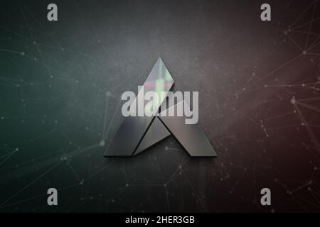 3D rendering ardor cryptocurrency coin on colorful background ...