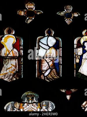 A 15th century medieval stained glass window depicting Saint John the ...