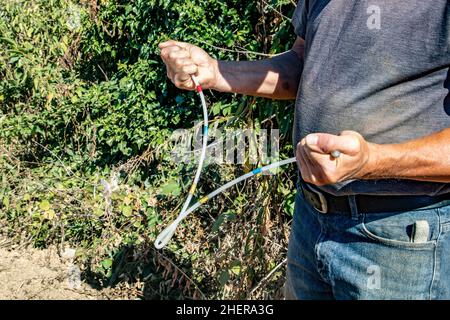 Underground water stream dowsing with divining rod Stock Photo - Alamy