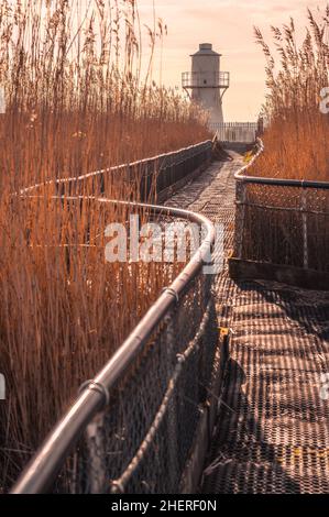 East Usk Lighthouse in the Wetlands of Newport, South Wales Stock Photo ...