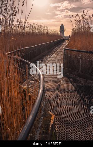 East Usk Lighthouse in the Wetlands of Newport, South Wales Stock Photo ...