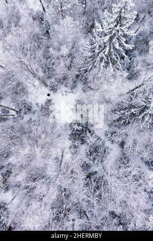 Aerial beautiful scenery of snow-covered landscape of Andes Mountains ...