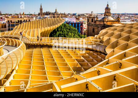 Above the rooftops of Seville in the Metropol Parasol, a stunning ...