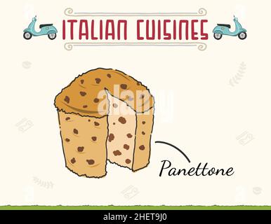 Panettone, traditional Italian Christmas sweet bread. Cake with cut out ...