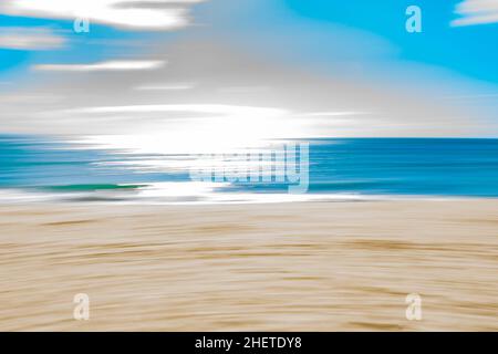 Impressionist summer beach scene background Stock Photo - Alamy