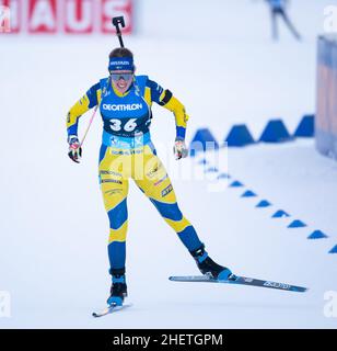 Elvira Öberg of Sweden crosses the finish line to place second in the ...