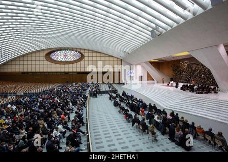 View of Pope Paul VI Audience Hall. Aerial view of the Vatican City ...