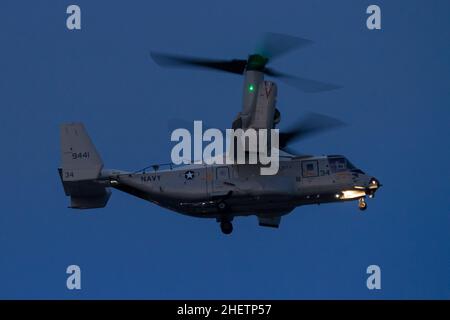 A Bell Boeing V22, CMV-22B, Osprey tilt-rotor transport aircraft with ...