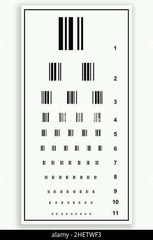 An ophthalmologist doctor points to a vision chart and shows a patient ...