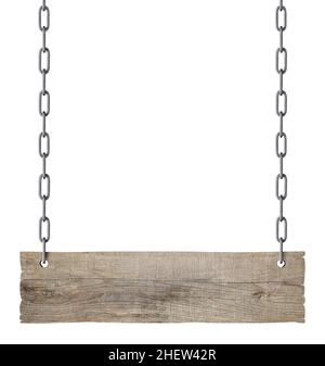 wooden sign chain ropesignboard signpost Stock Photo - Alamy