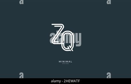 ZQ, QZ letter logo black and white color vector for business and ...