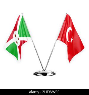 Burundi and Turkey table flags isolated on white 3D rendering Stock ...