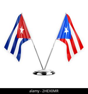 Cuba and Puerto Rico table flags isolated on white 3D rendering Stock ...
