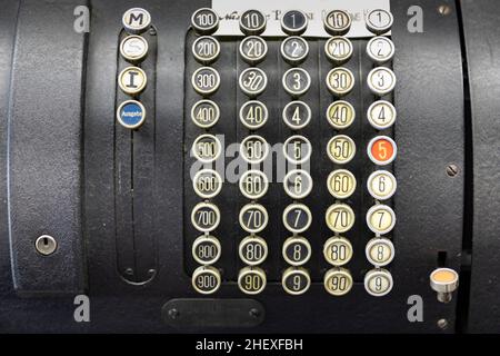 detail of old historic cash register with numbers Stock Photo - Alamy