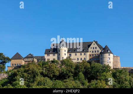 historic Ebernburg near Bad Kreuznach at the hill under blue sky Stock ...