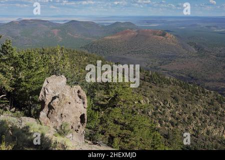 Aerial view of eroded extinct volcanoes in the volcano geologic park in ...