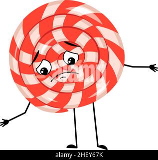 Cute character lollipop with crying and tears emotion, sad face ...