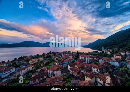 Mountains and lake Landscape aerial sunset view in Norway Travel ...