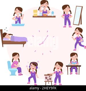 Cartoon little girl washing face in the sink Stock Vector Image & Art - Alamy