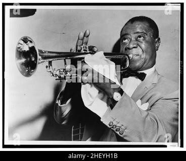 Louis Armstrong portrait with trumpet - American jazz musician July 4 ...