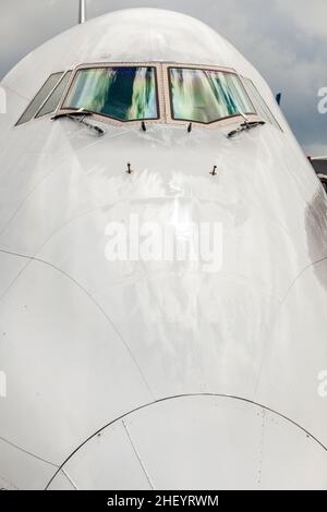 detail of aircraft nose with cockpit window Stock Photo - Alamy