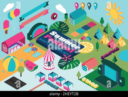 Summer Festival Event Map Builder Creator Kit Music Community Flat ...