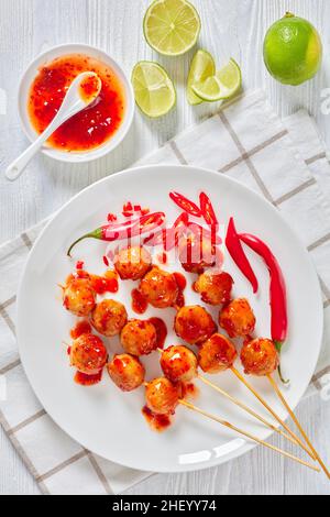 Luk Chin Ping, Loog chin ping, Look chin ping, Grilled meatball skewers ...
