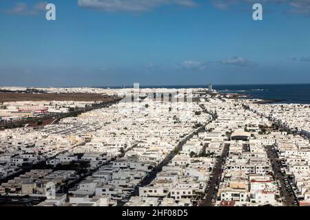 aerial of Arrecife, the capital of the spain island of Lanzarote Stock ...