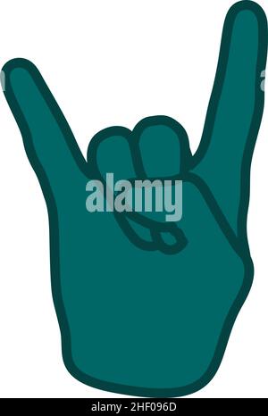 Rock Hand Icon. Editable Bold Outline With Color Fill Design. Vector ...
