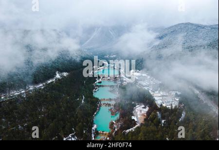 Lijiang. 13th Jan, 2022. Aerial photo taken on Jan. 13, 2022 shows the ...