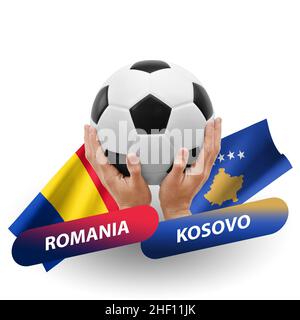 Kosovo vs Romania Soccer Match, national colors, national flags, soccer ...