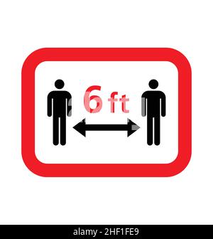 Maintain distance 6 feet sign covid19 covid 19 coronavirus vector ...