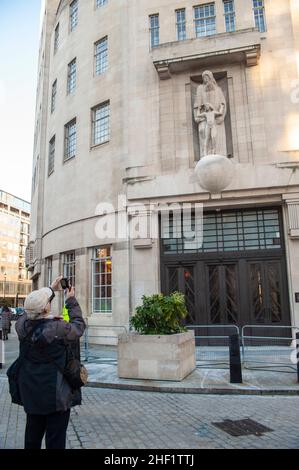 LONDON- A controversial statue by sculptor Eric Gill at the BBC ...