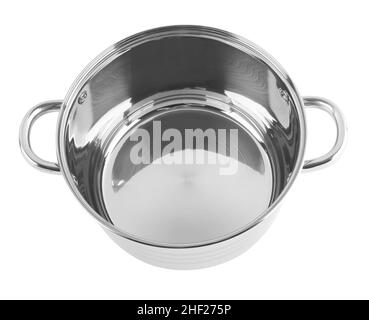 chrome pan without a lid isolated on white background Stock Photo - Alamy