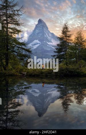 Matterhorn in Zermatt during sunset Stock Photo - Alamy