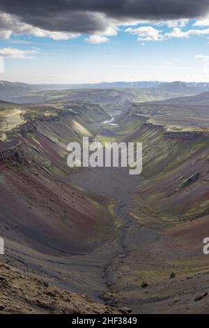 Magnificent volcanic landscape of the Eldgja volcanic fissure, Central ...