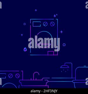 Washing machine, washer gradient line vector icon, simple illustration ...