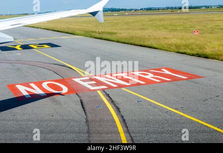 no entry sign at the runway at Charles de Gaulle Stock Photo - Alamy