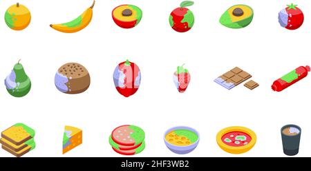 Food contamination icons set isometric vector. Spoiled rotten. Touch ...