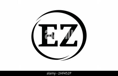 initial letter ez, ze linked circle lowercase monogram logo black Stock ...