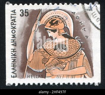 GREECE - CIRCA 1986: A stamp printed in Greece from the "Gods of ...