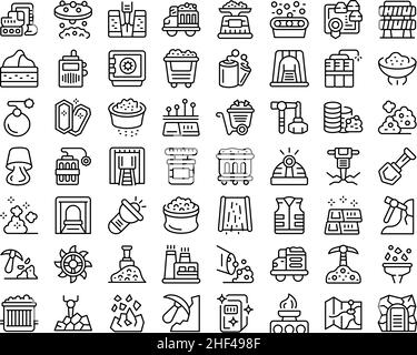 Labor Line Icons: Worker, Mining, Construction and Tools Vector Set ...