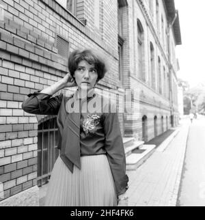 Romanian actress Cristina Deleanu during the filming of "Orgolii" (1982 ...