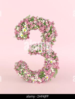 Creative number 5 concept made of fresh Spring wedding flowers. Flower ...