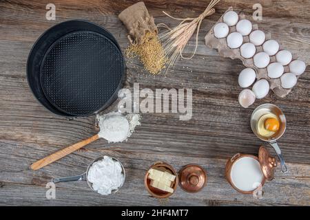 Cake preparation stage.Cake making stages. The process of making the ...