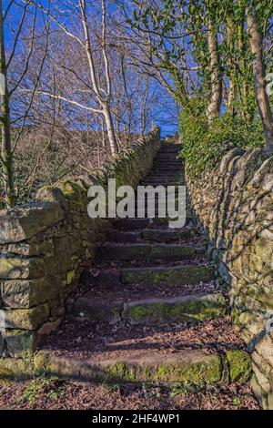 Dry stone wall with steps, Derbyshire, England, UK Stock Photo - Alamy