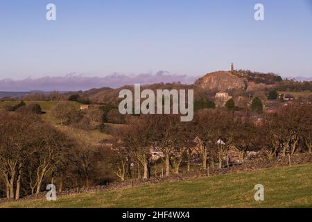 Crich Village, including Crich Stand, Derbyshire Stock Photo - Alamy