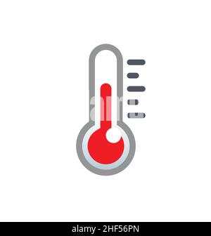 simple classic hot red thermometer temperature icon with sun small ...