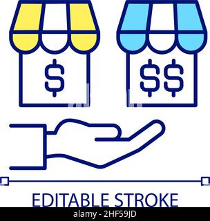 Low profitability vector thin line stroke icon. Low profitability ...