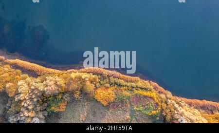 Aerial view of a picturesque place where transparent turquoise water of ...